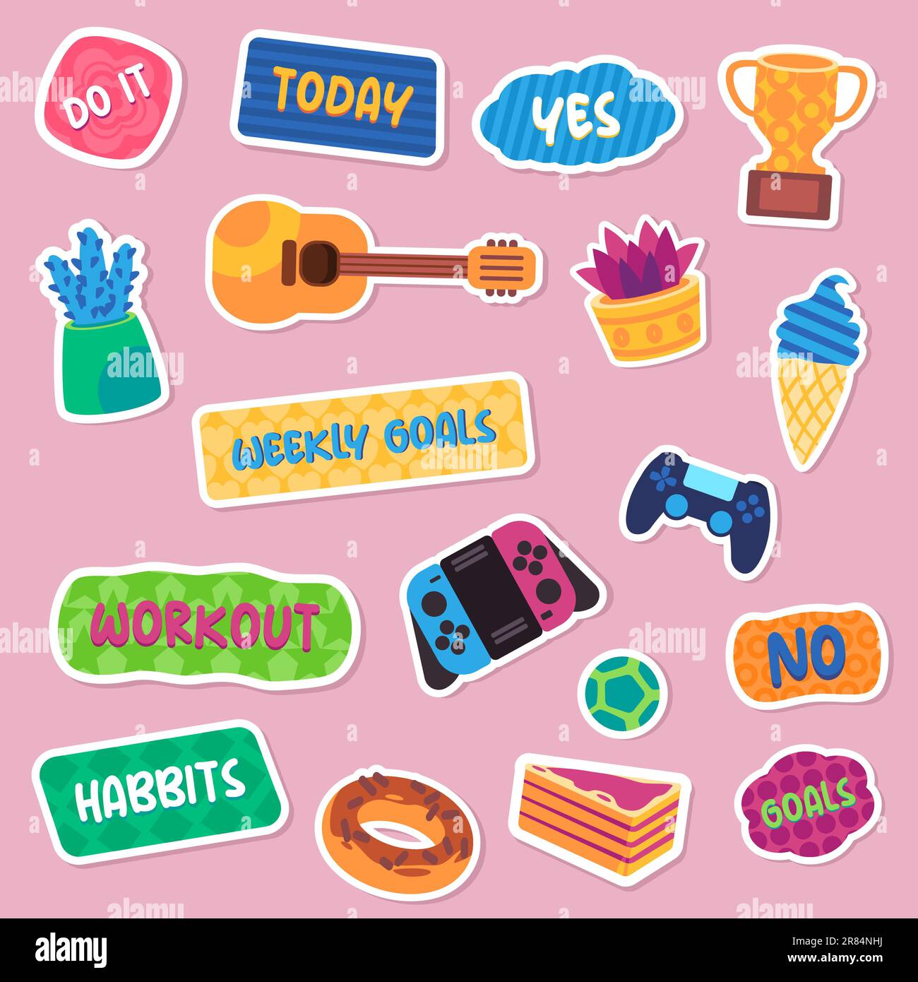 sticker do it yes no today weekly goals workout and music game ...