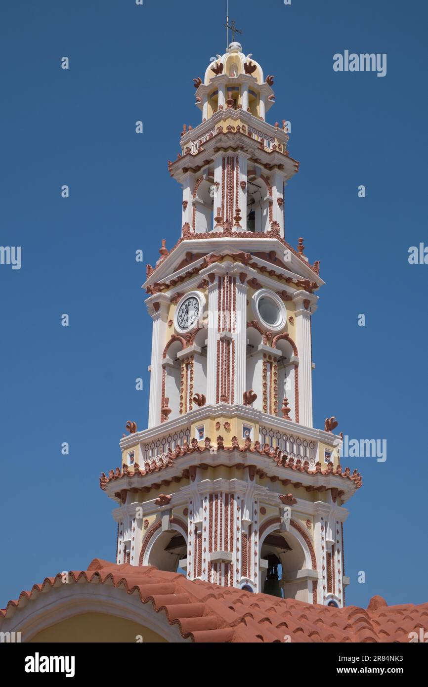 A picturesque view of the Monastery of Panormitis on the Symi Island in ...