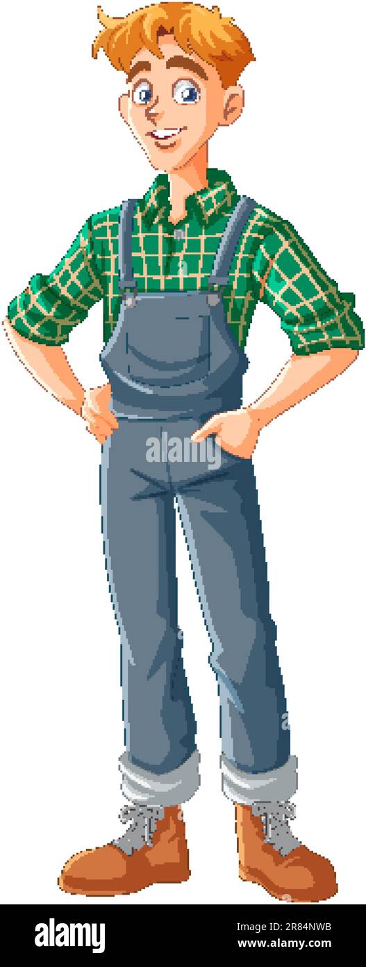 Young male farmer cartoon character illustration Stock Vector Image ...