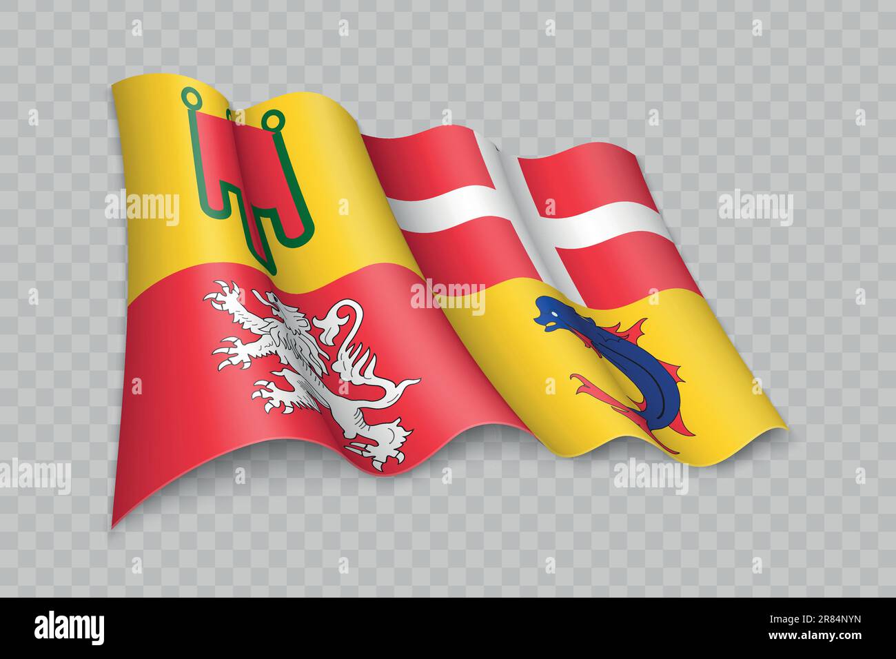 3D Realistic waving Flag of Auvergne-Rhone-Alpes is a region of France ...