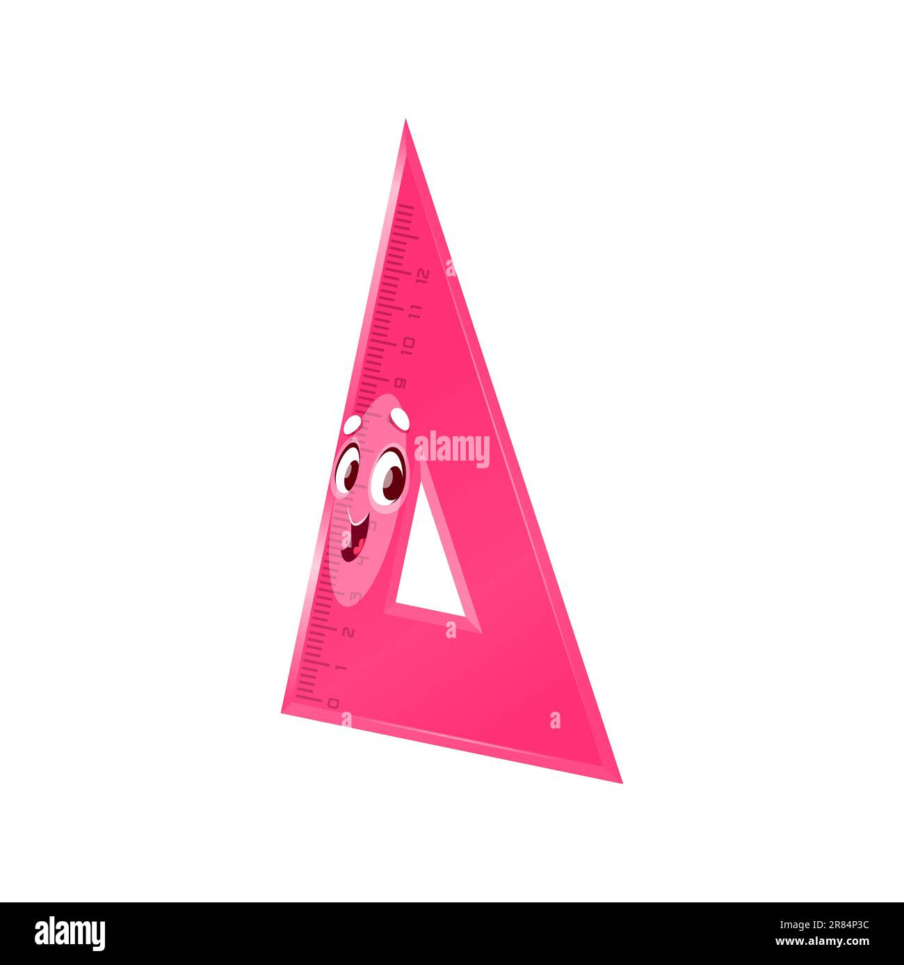 Cartoon square ruler character, school education item with happy cute ...