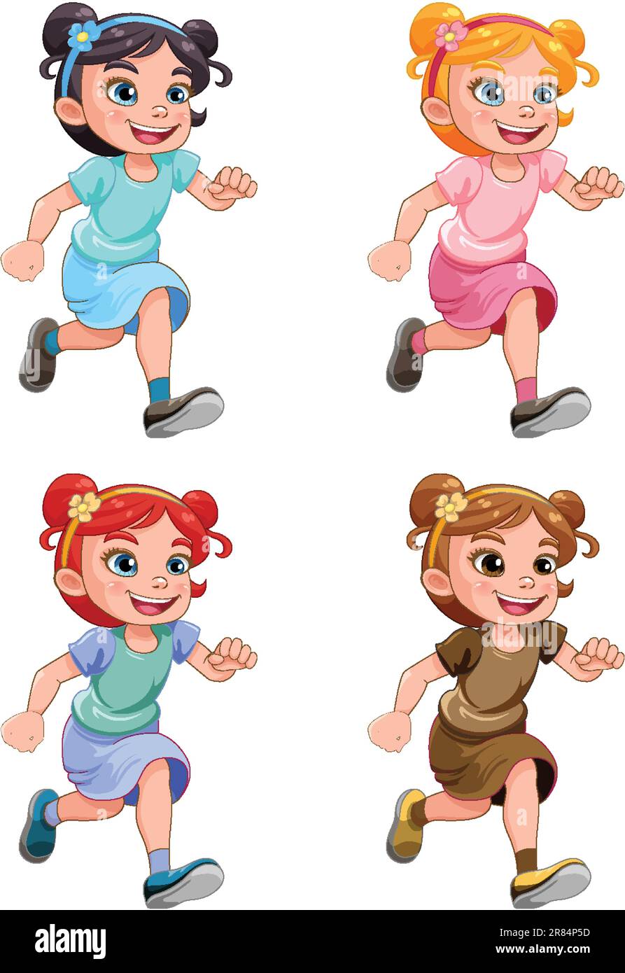 Running girl cartoon character illustration Stock Vector Image & Art ...