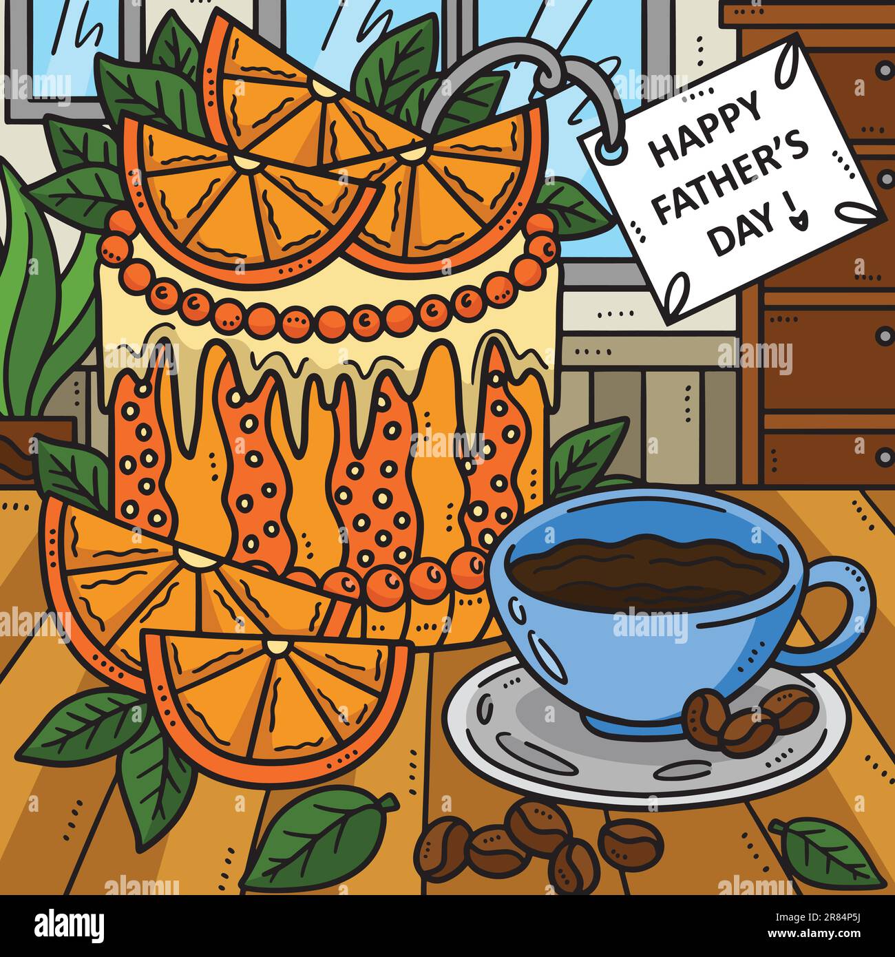 Happy Fathers Day Cake Colored Cartoon Stock Vector Image & Art - Alamy