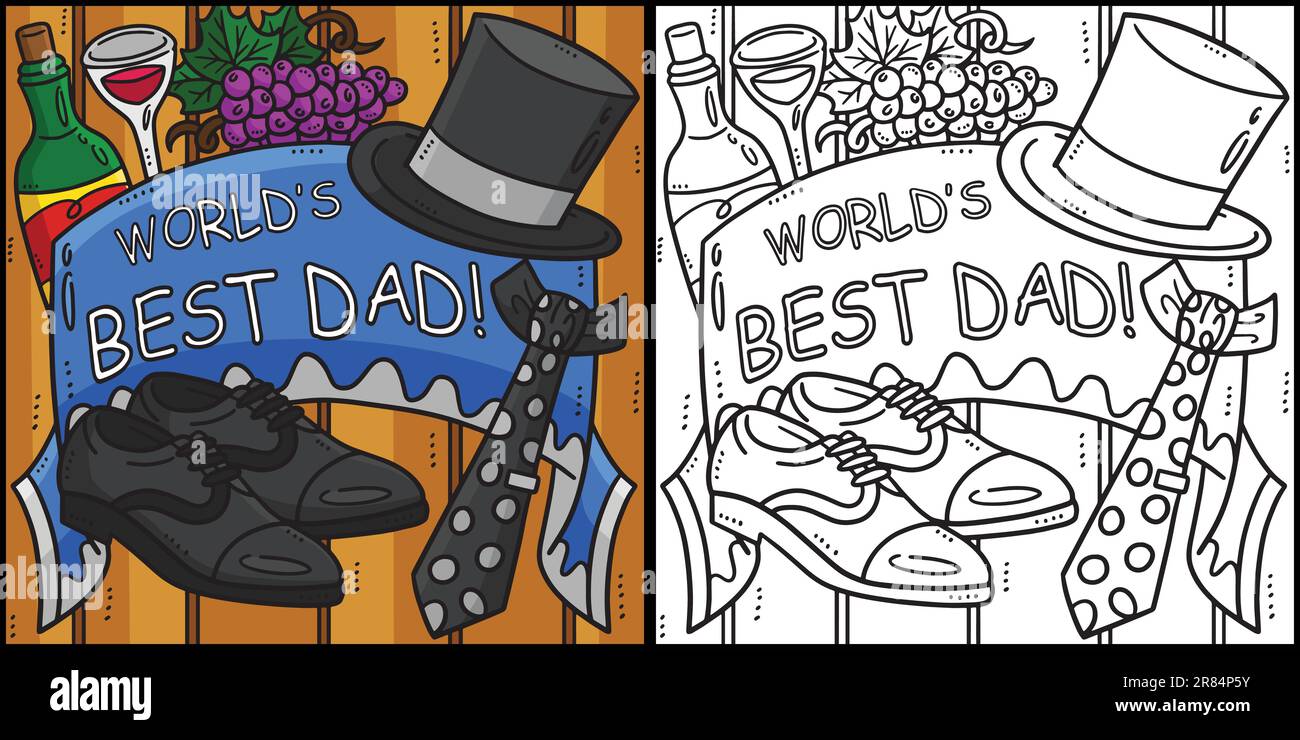 Fathers Day Worlds Best Dad Coloring Illustration Stock Vector Image And Art Alamy
