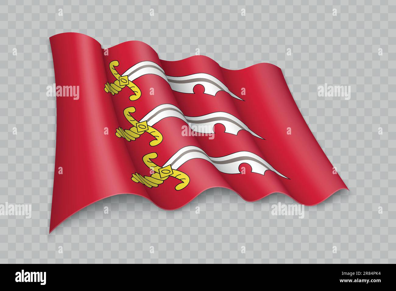 3D Realistic waving Flag of Essex is a county of England on transparent ...