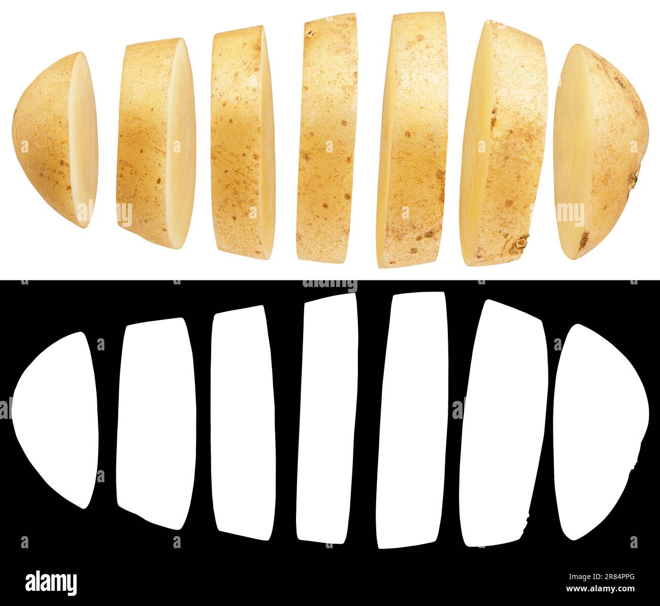 Sliced potato isolated on white background. Potato slices with clipping ...