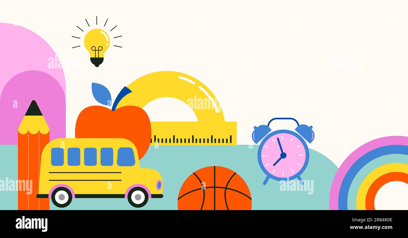 Vibrant Color Back To School background concept design. Geometrical ...