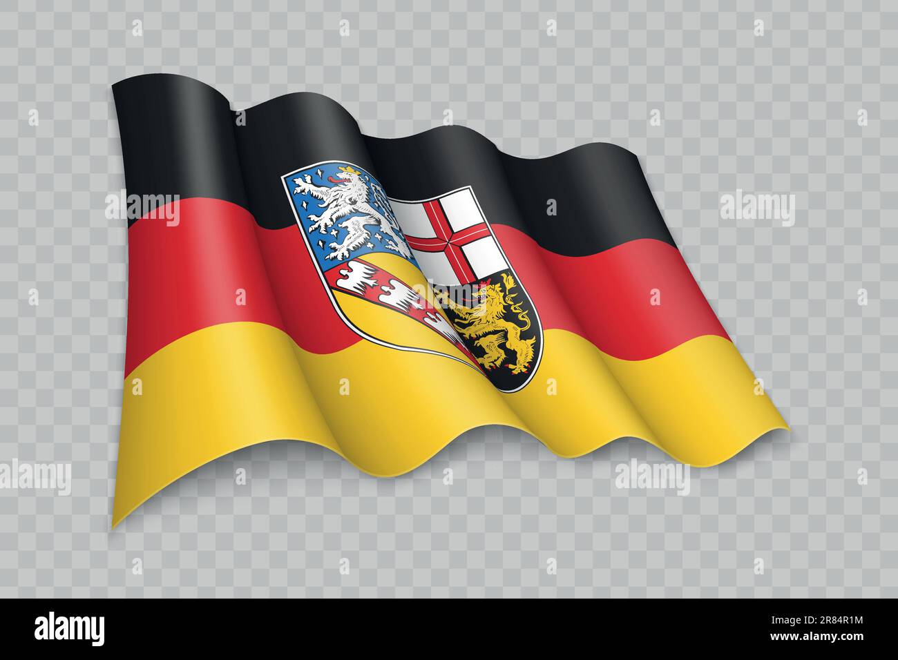 3D Realistic waving Flag of Saarland is a state of Germany on ...