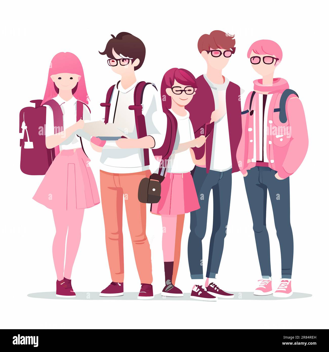 Vector of a multiethnic group of diverse people standing together Stock ...