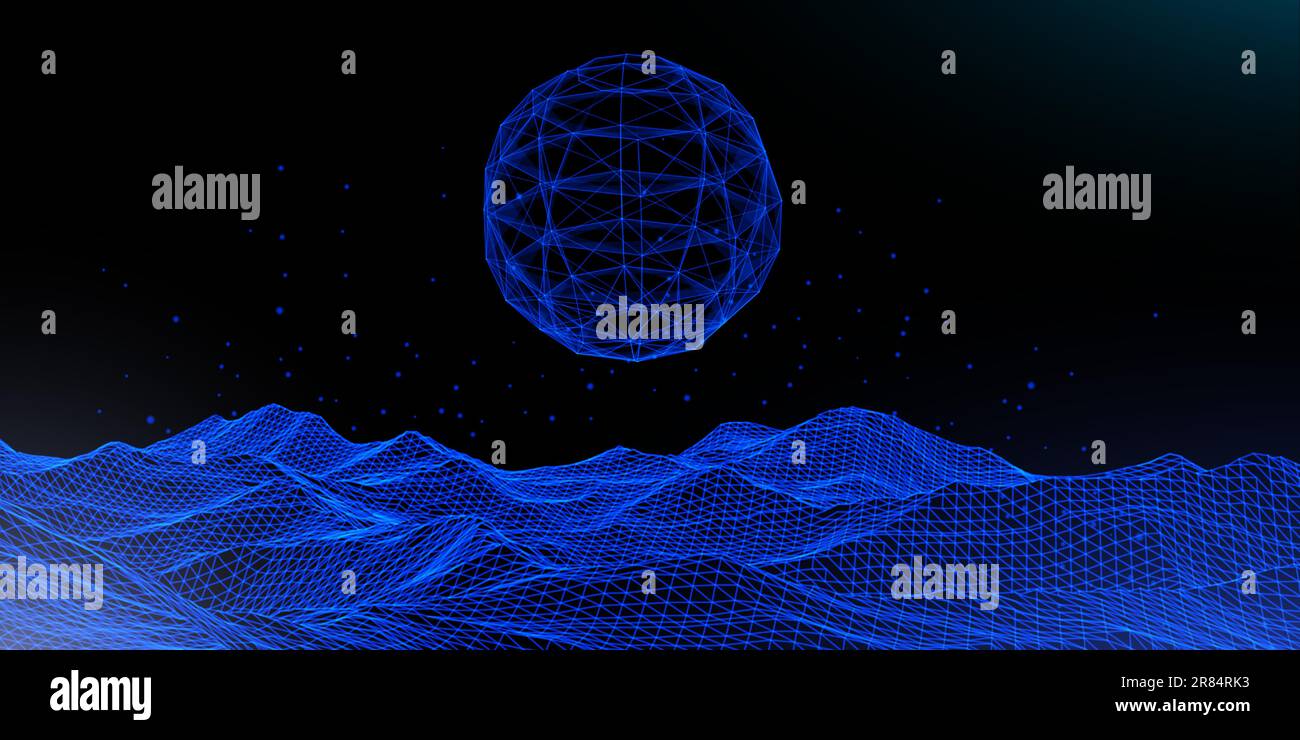 abstract banner with a wireframe landscape design Stock Vector Image ...