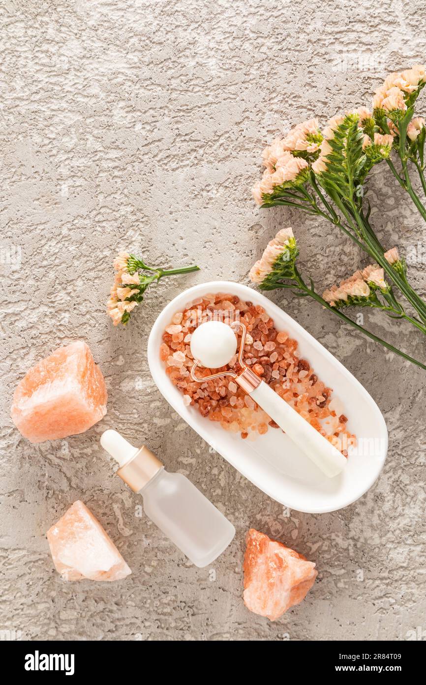 a set of cosmetics and tools for massage and self-care at home ...