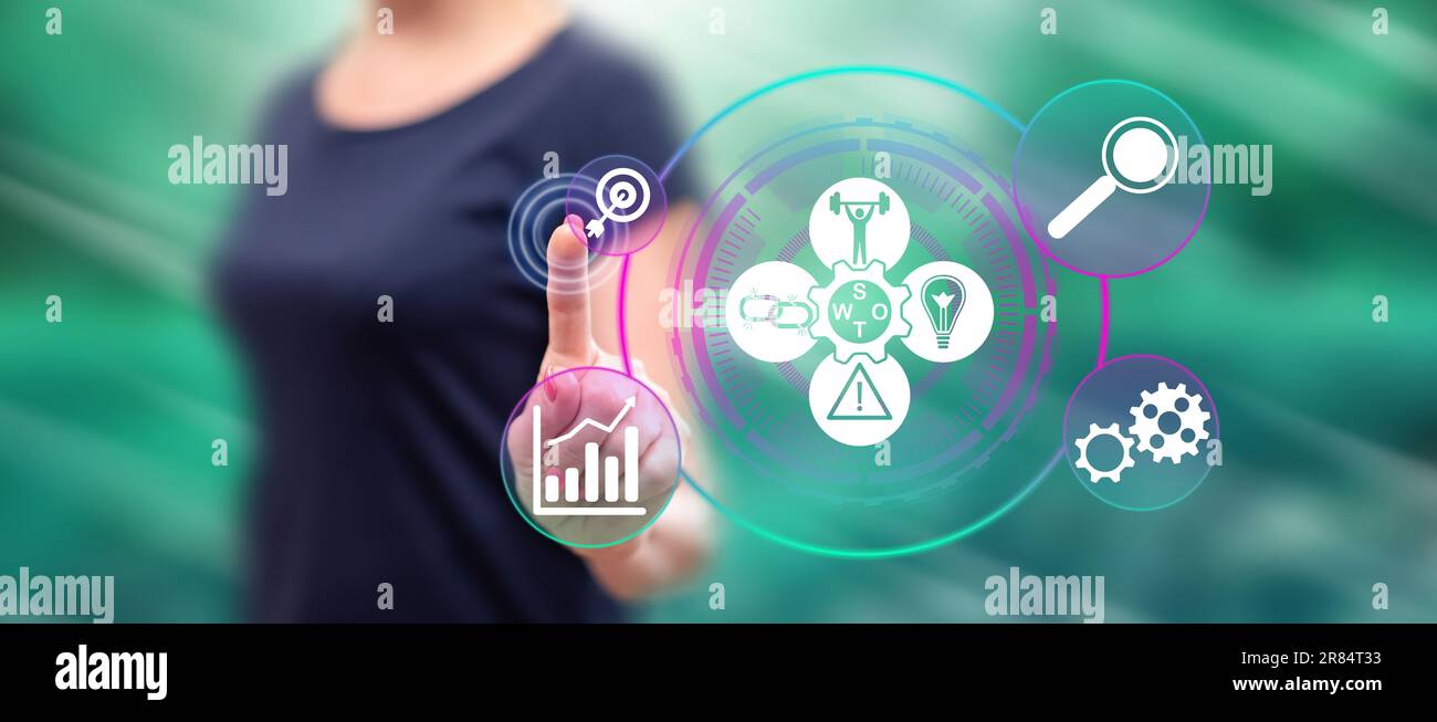 Woman touching a swot concept on a touch screen with her finger Stock ...