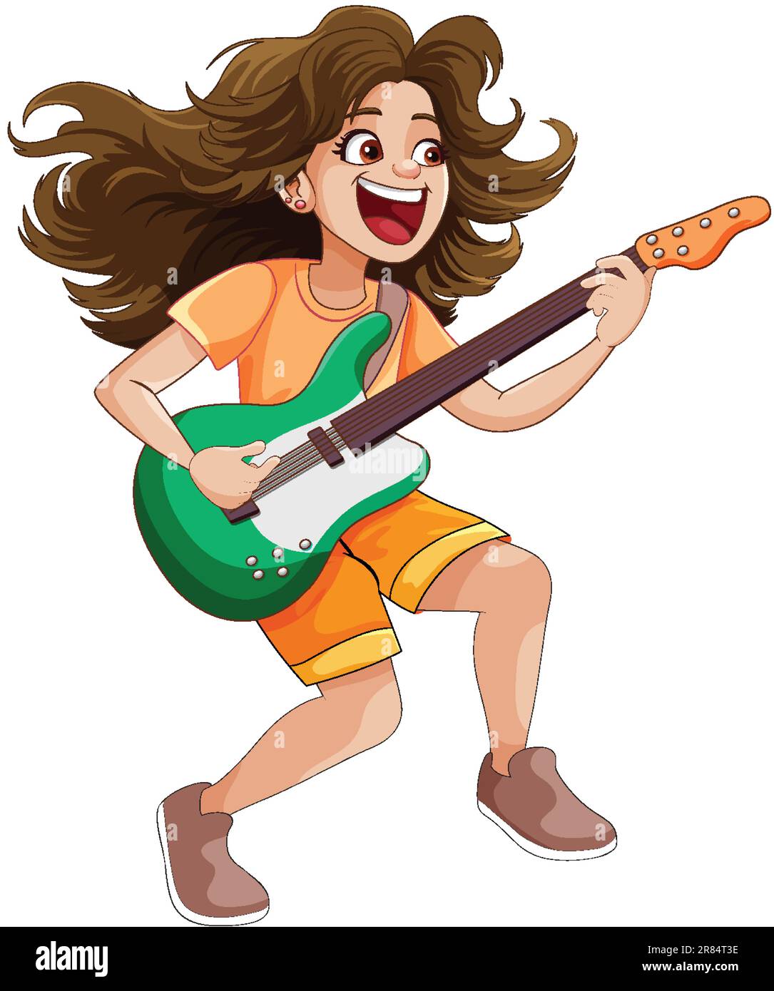 Female rock musician playing bass illustration Stock Vector Image & Art ...