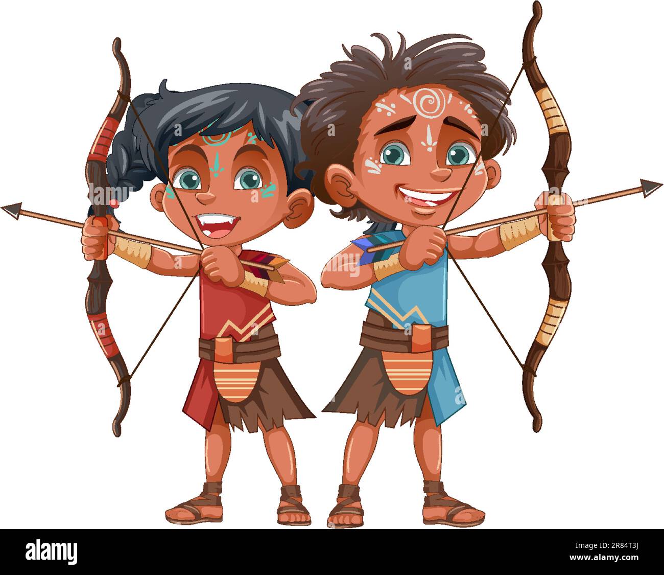 Native American Tribe Kid Archer illustration Stock Vector Image & Art ...