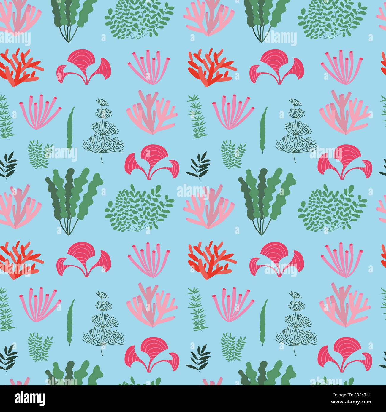 Seaweed and coral seamless pattern Stock Vector Image & Art - Alamy