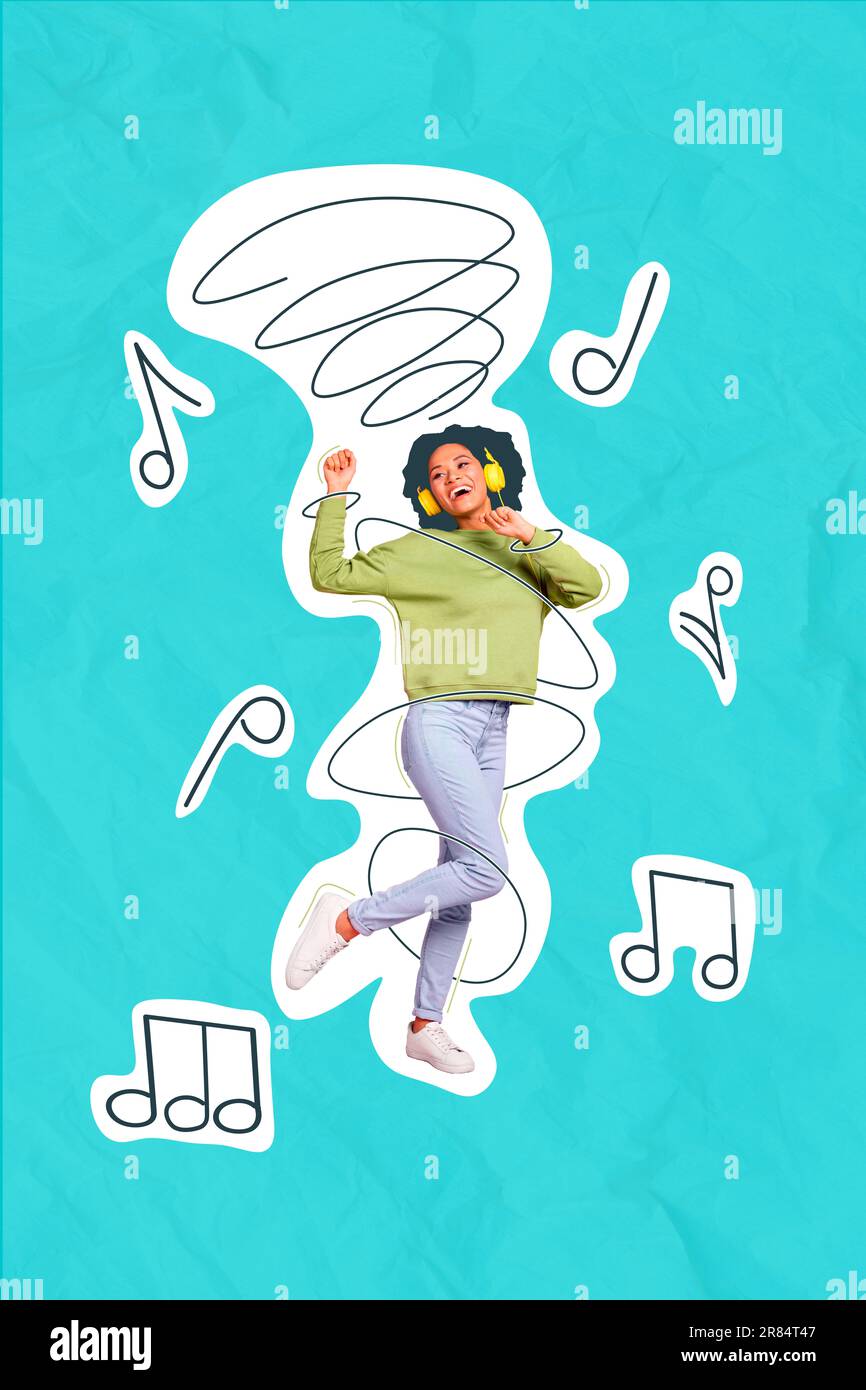 Creative drawing collage picture of funny young afro american female ...