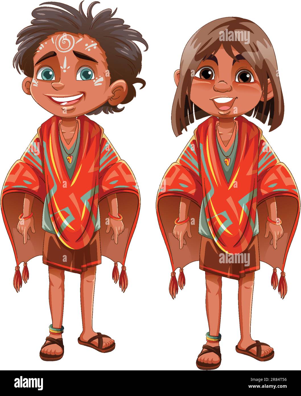 Indigenous kids cartoon character illustration Stock Vector Image & Art ...