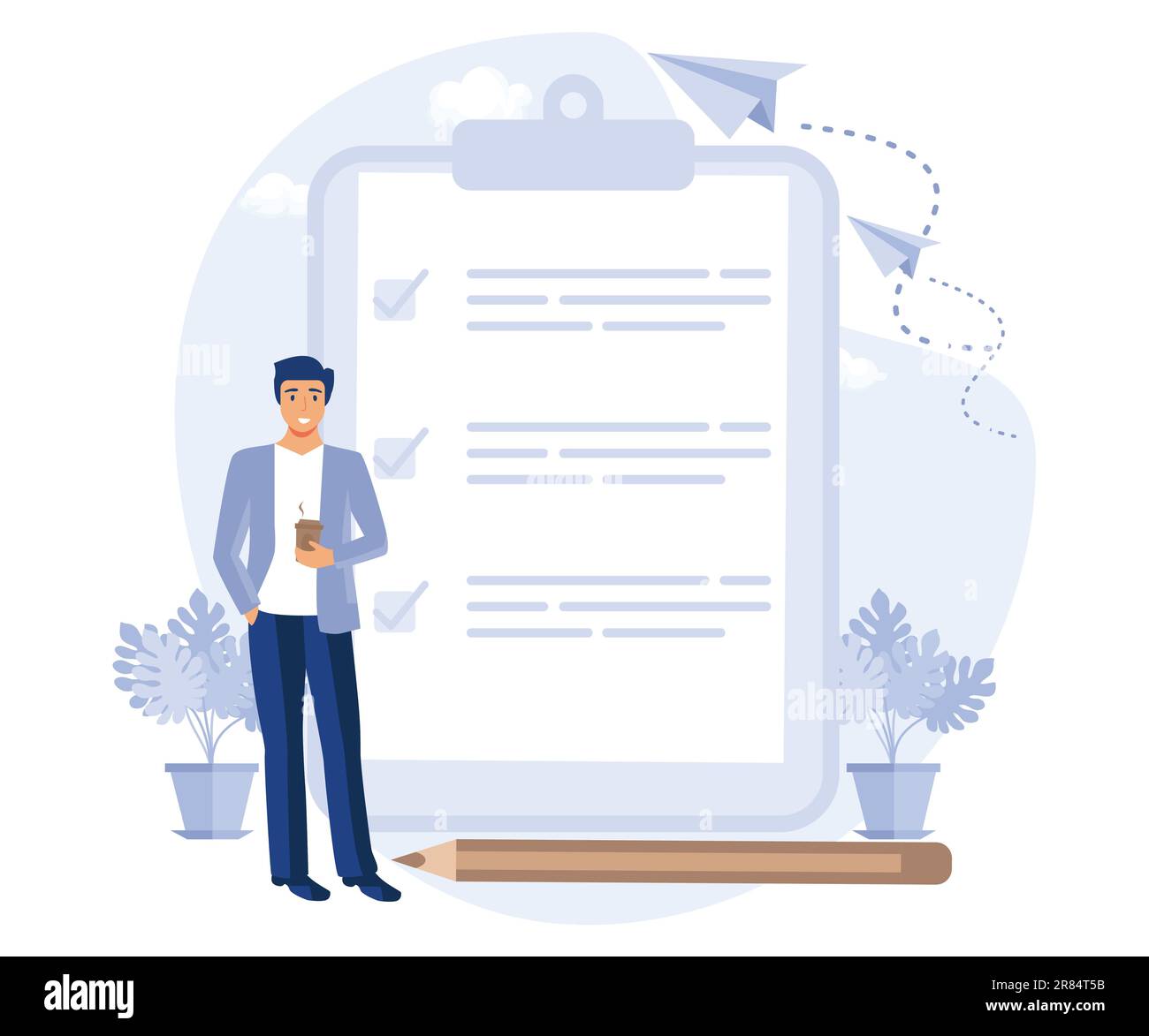 Concept of time management, checklist, business tasks, business man ...