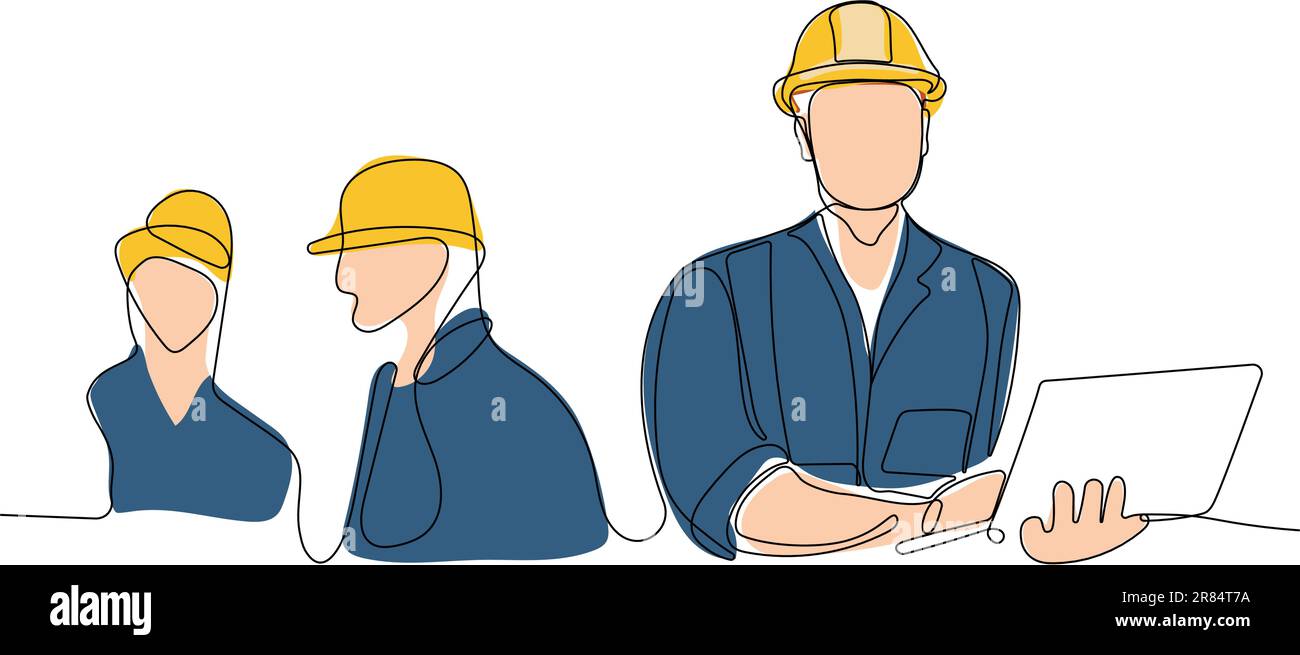 construction manager and engineer working on building site. Vector ...