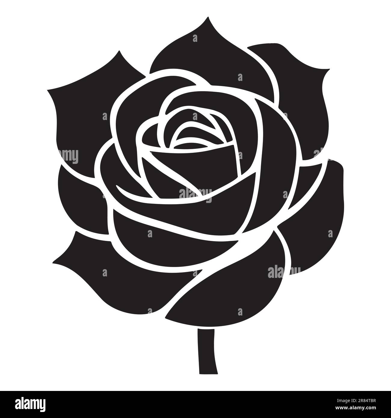 Rose flower silhouette logo isolated on white background, vector icon ...