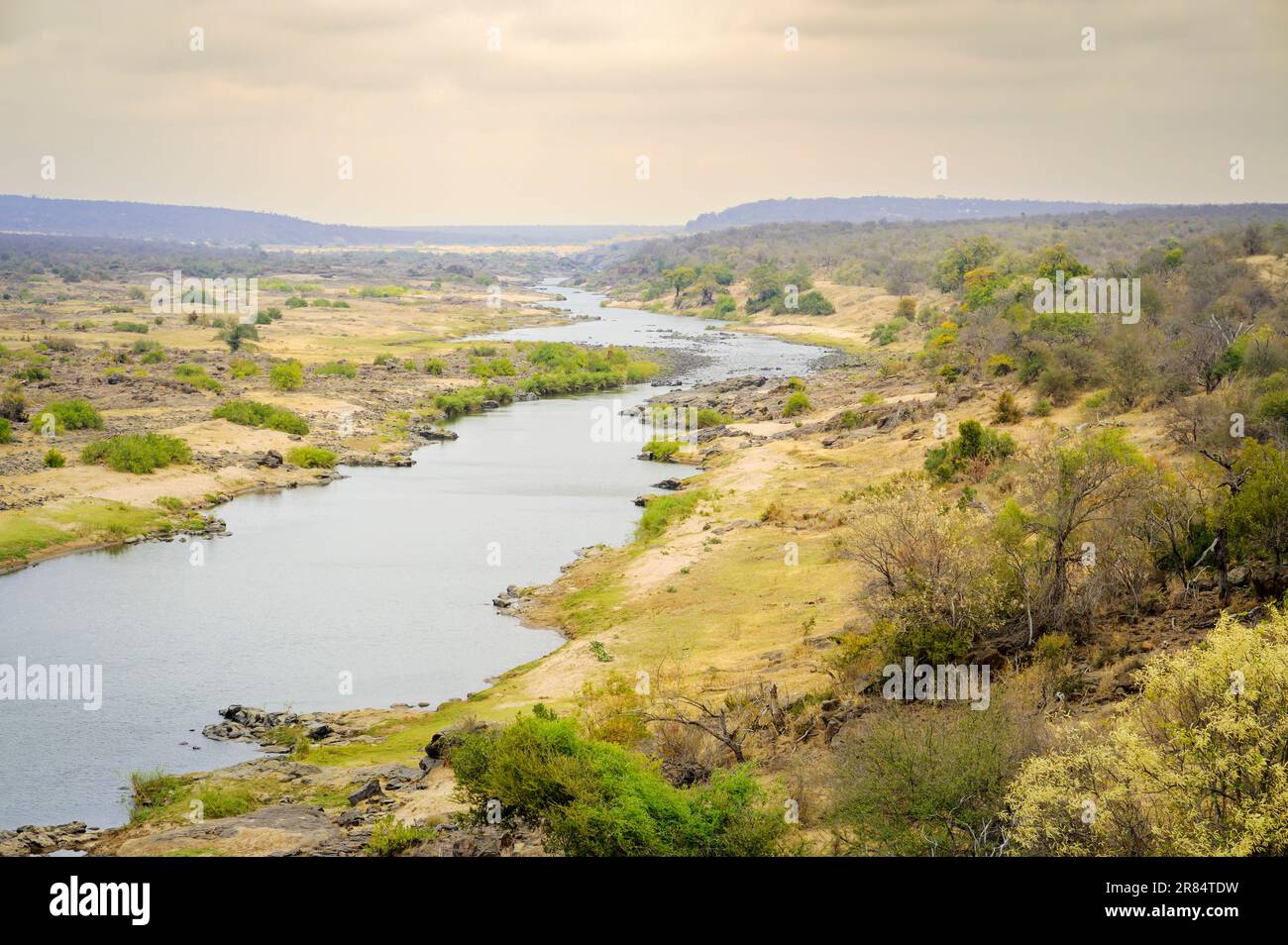 Landscape view of the olifants river, Kruger National Park, South ...
