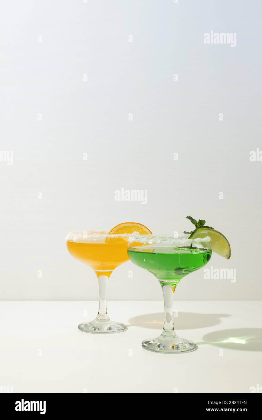 The colorful cocktails with white background Stock Photo - Alamy