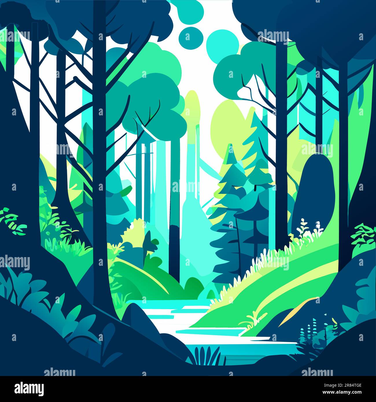 Horizontal banner of forest background, silhouettes of trees Stock ...