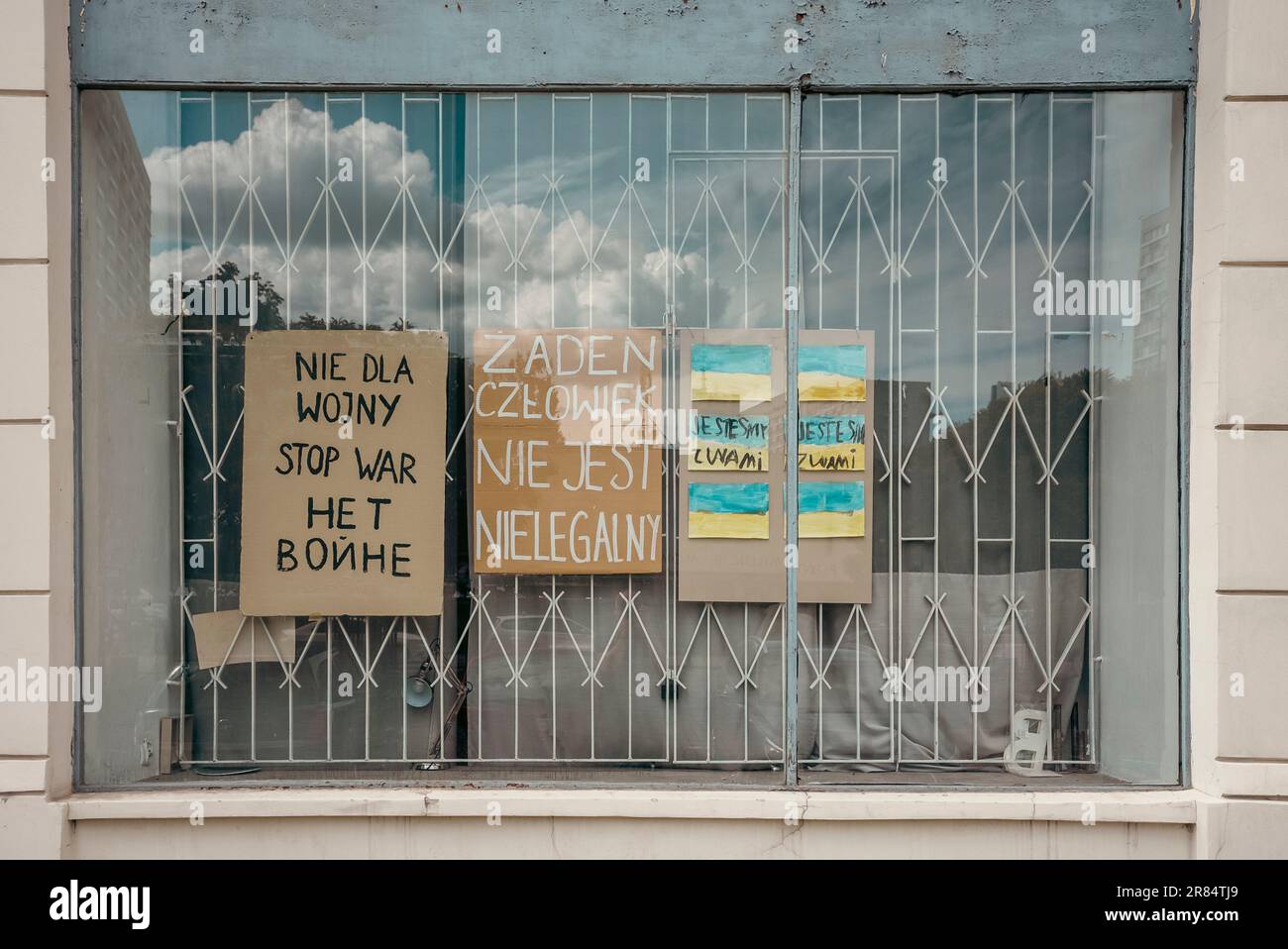 Warsaw, Poland - 05 July, 2022: Stop war sign in the capital and ...