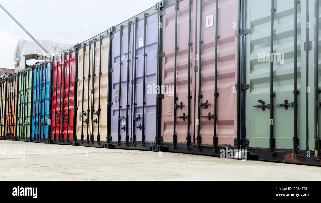A logistics center with colorful storage containers Stock Photo - Alamy