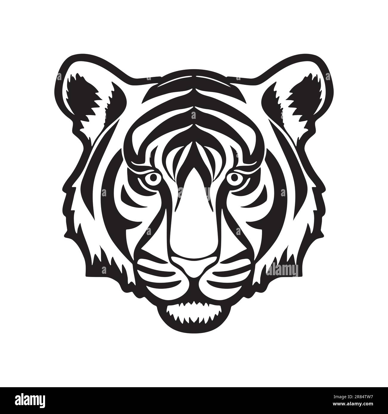Tiger head black and white vector icon. Template for logo, emblem or ...