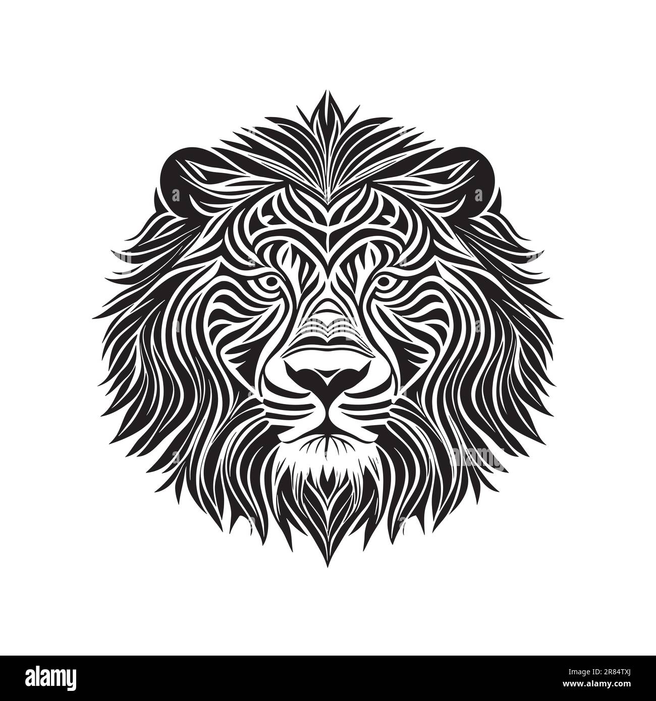 Lion head black and white vector icon. Template for logo, emblem or ...