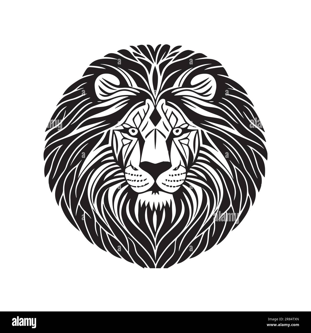 Lion head black and white vector icon. Template for logo, emblem or ...