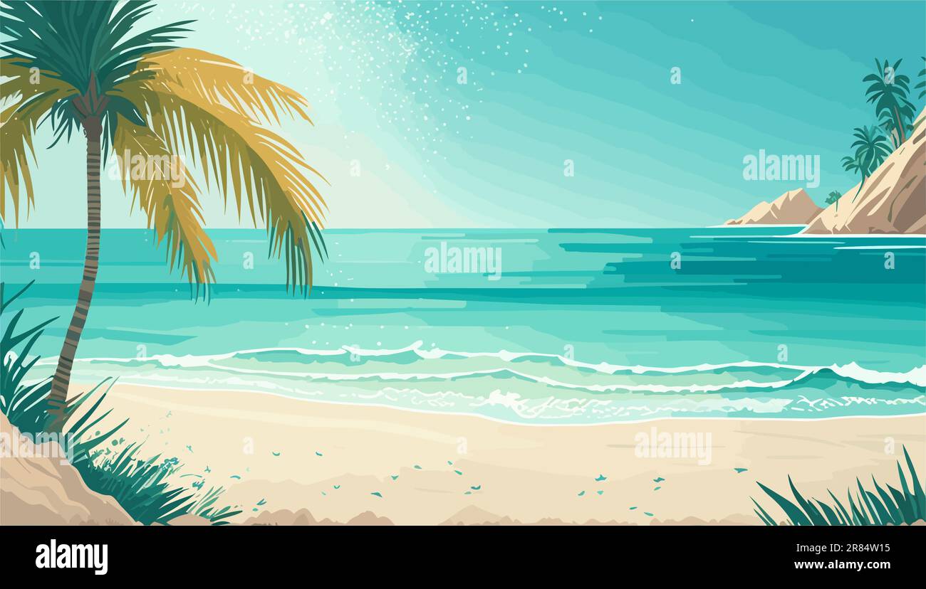 Tropical Sea beach background landscape vector art Stock Vector Image ...