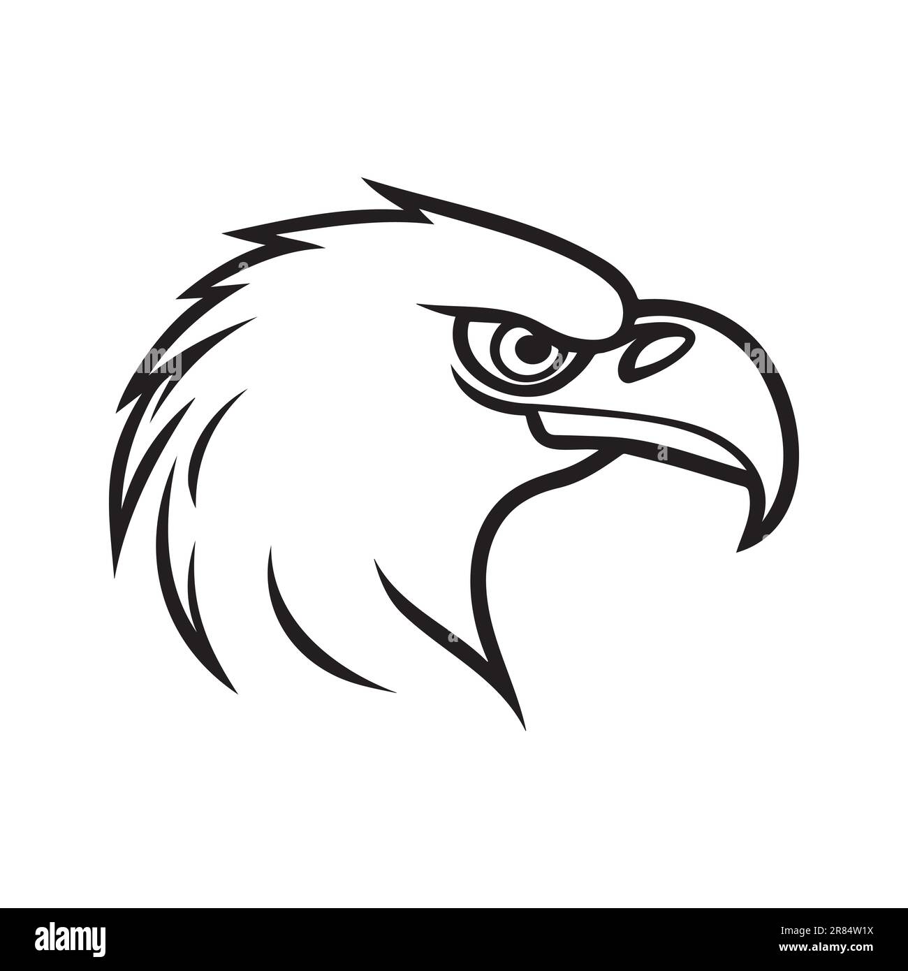 Eagle head black and white vector icon. Template for logo, emblem or ...