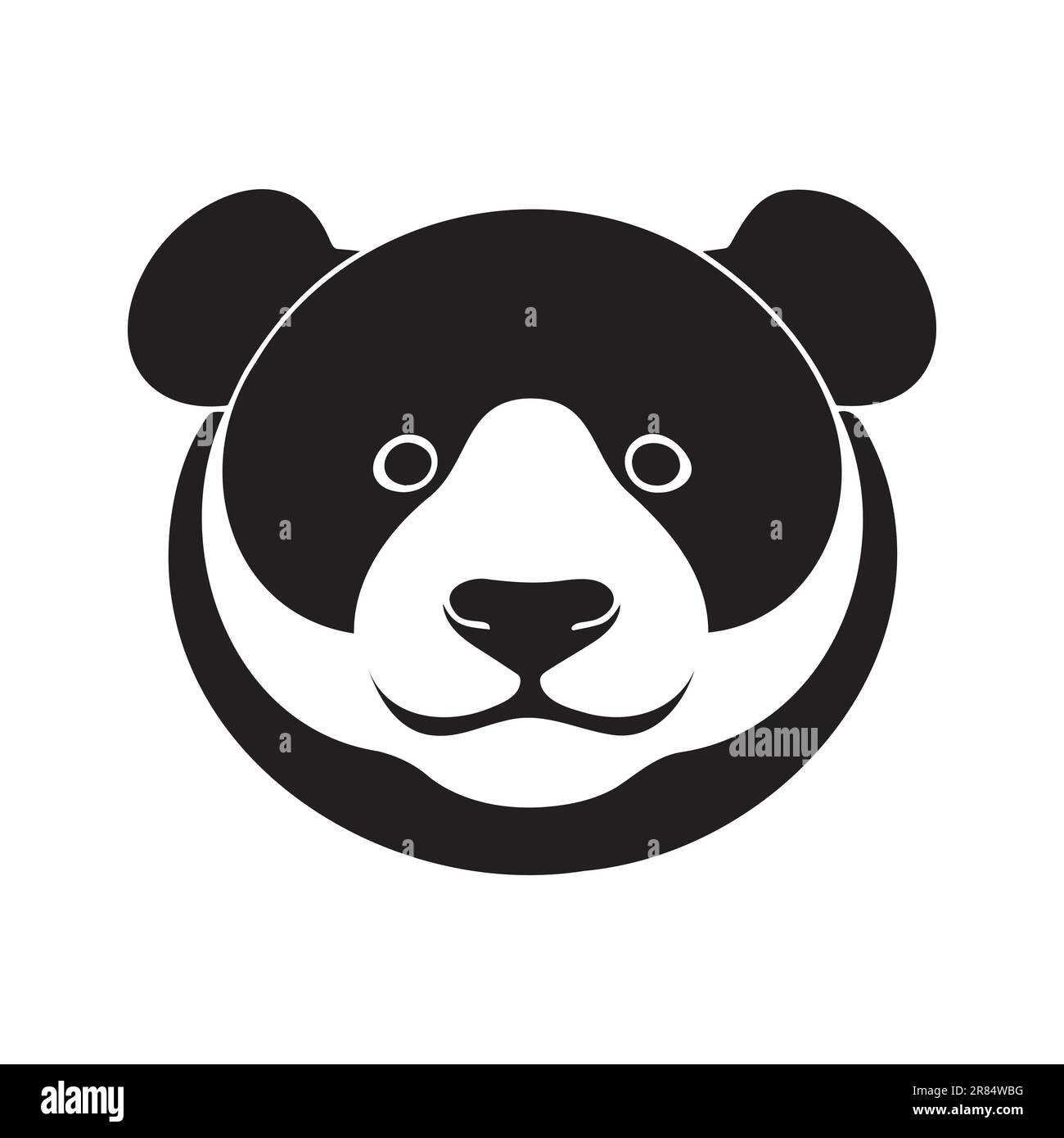 Panda head black and white vector icon. Template for logo, emblem or ...