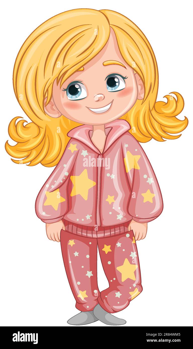 Girl Put On Pajamas Clipart