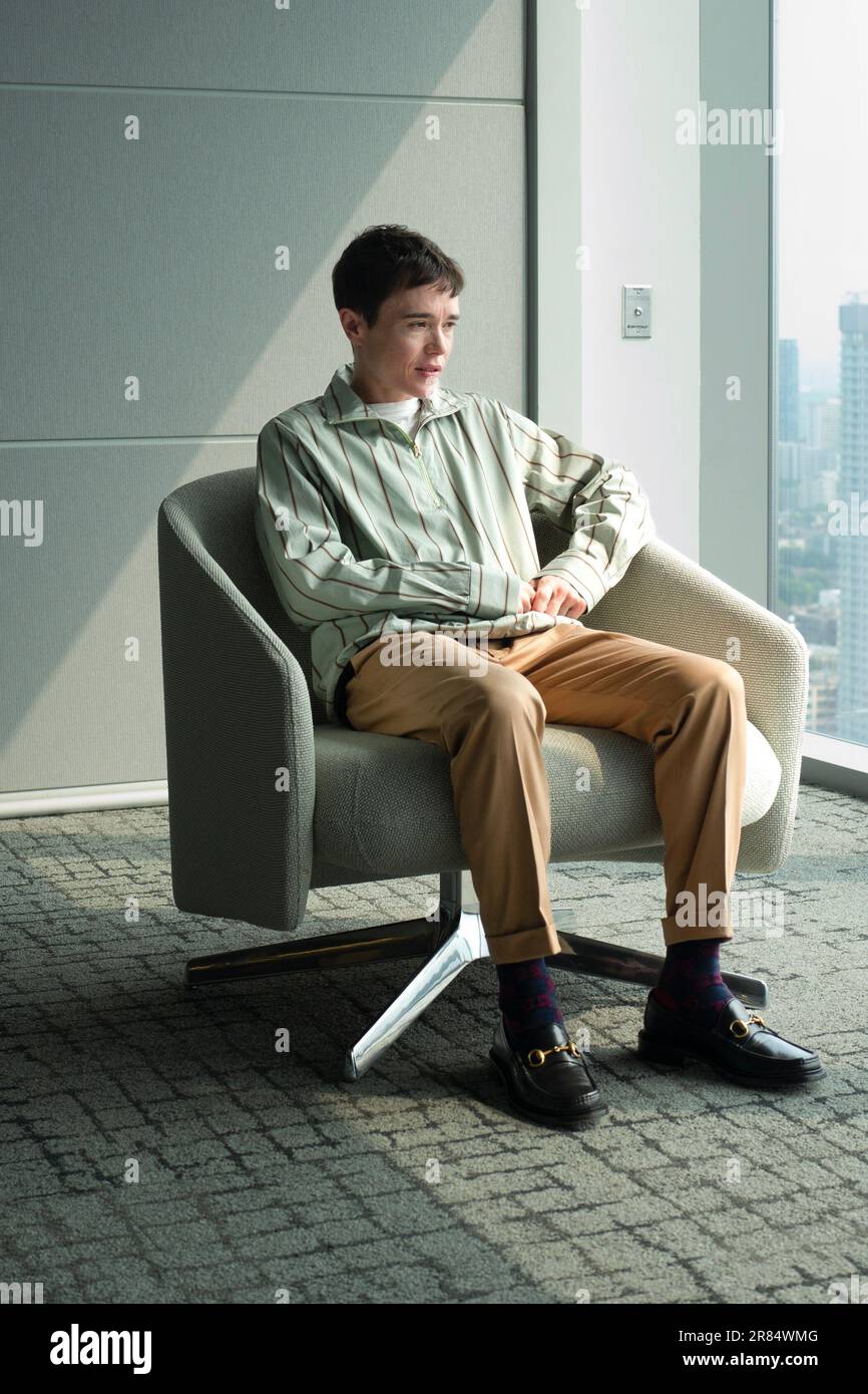 Elliot Page poses for a portrait in Toronto, Friday, June 16, 2023 ...