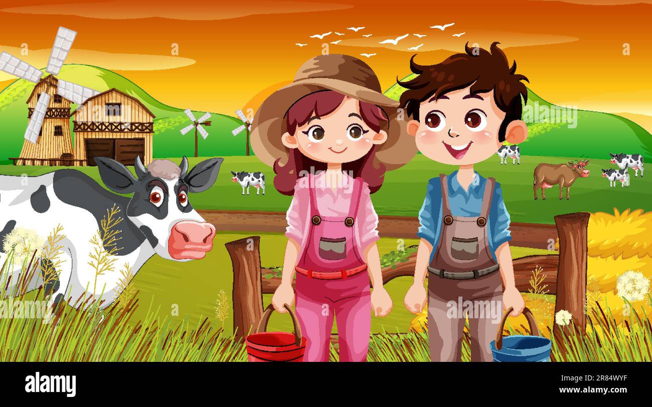 Cute farmer cartoon character illustration Stock Vector Image & Art - Alamy