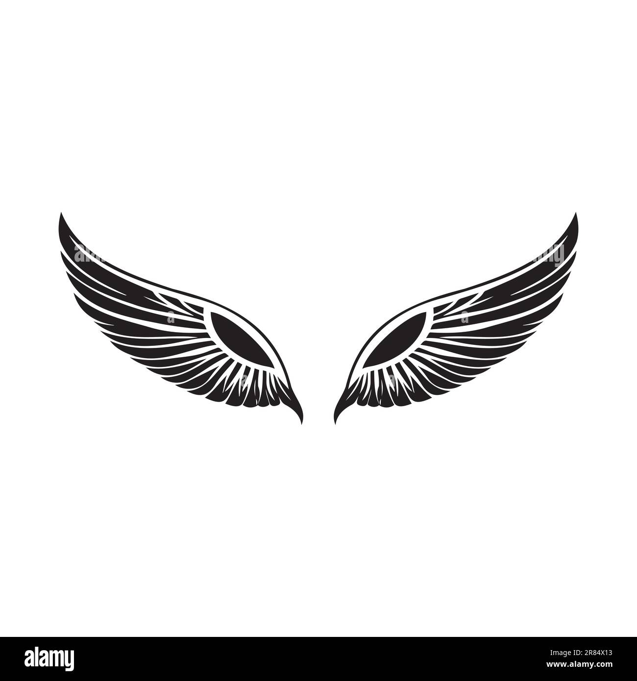 Wings black and white vector icon. Template for logo, emblem or badge ...