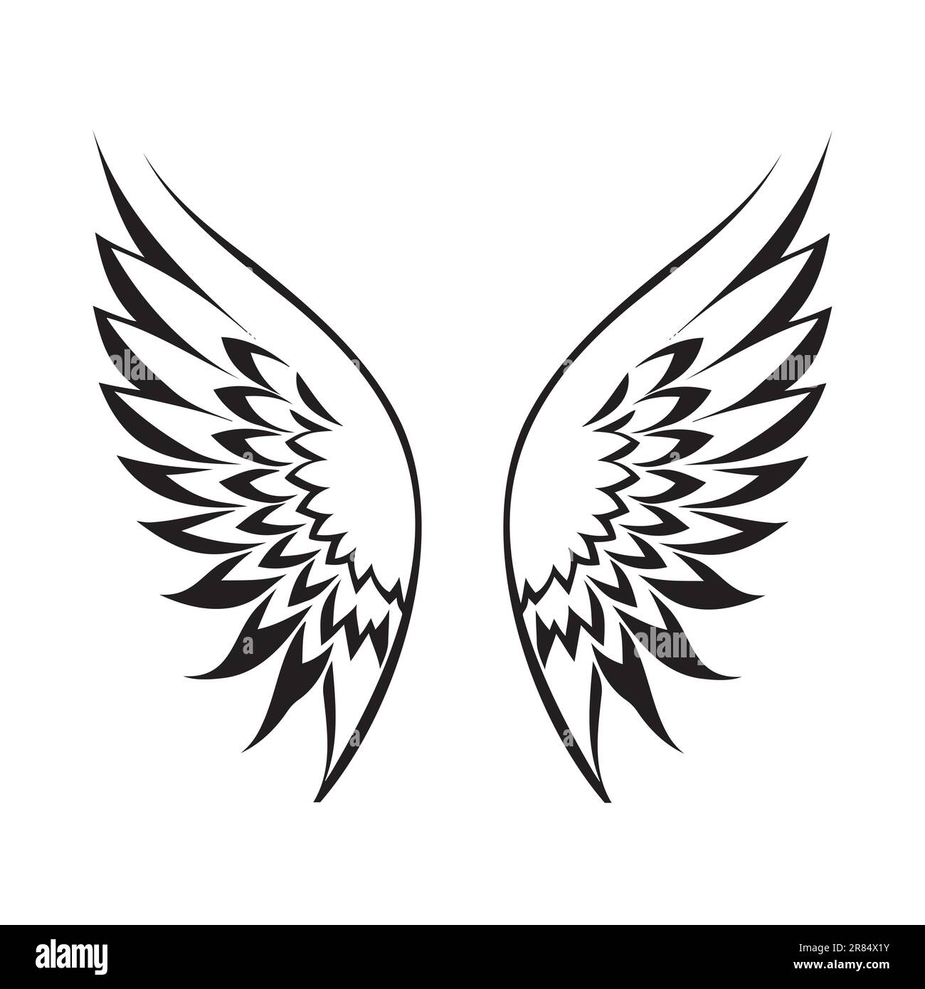 Wings black and white vector icon. Template for logo, emblem or badge ...