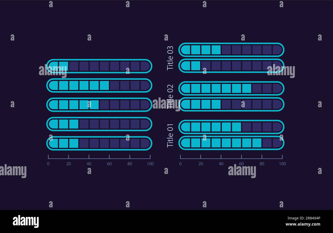 Horizontal progress infographic chart design template set for dark theme Stock Vector Image ...