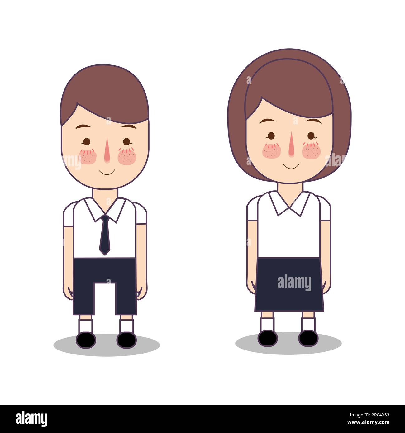 boy and girl cute character senior high school blue white indonesian ...