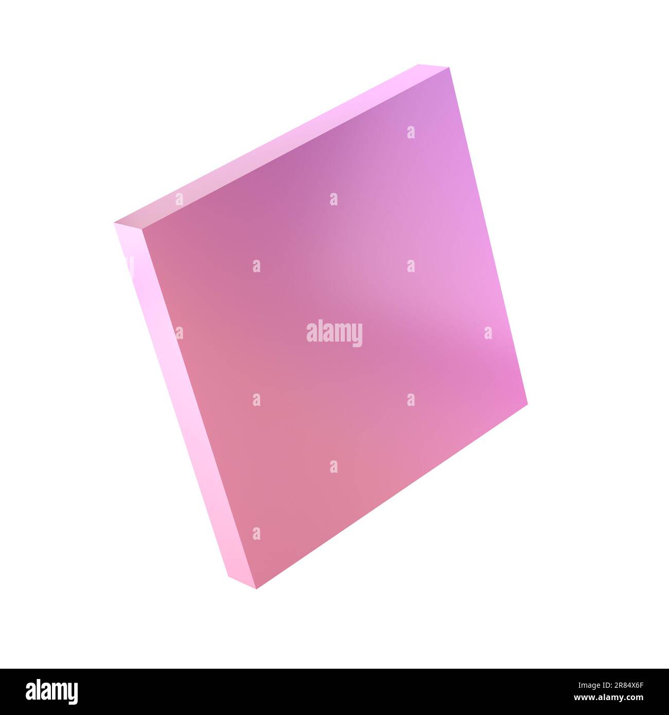 3d metal rectangle abstract geometric shape. Realistic glossy pink and ...