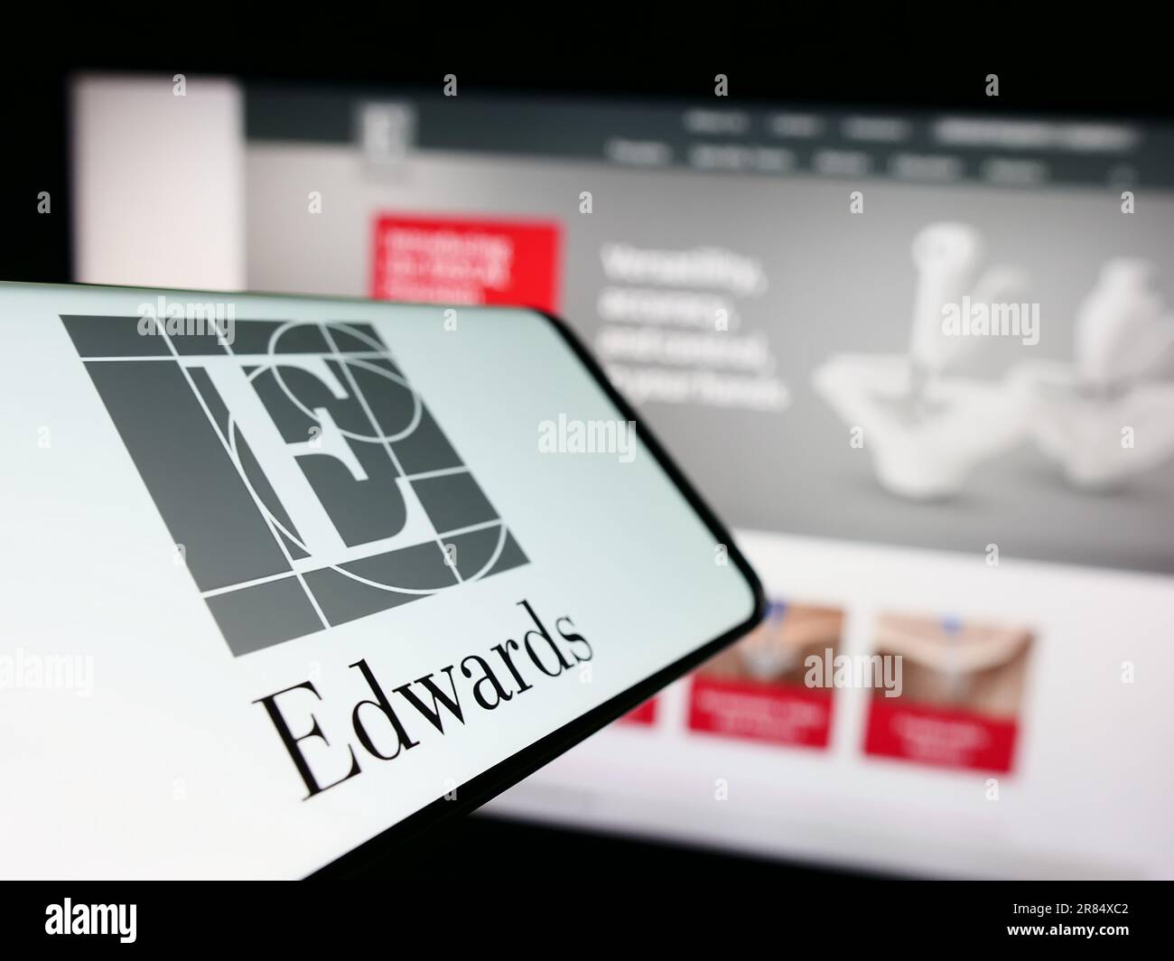 Cellphone with logo of American company Edwards Lifesciences ...