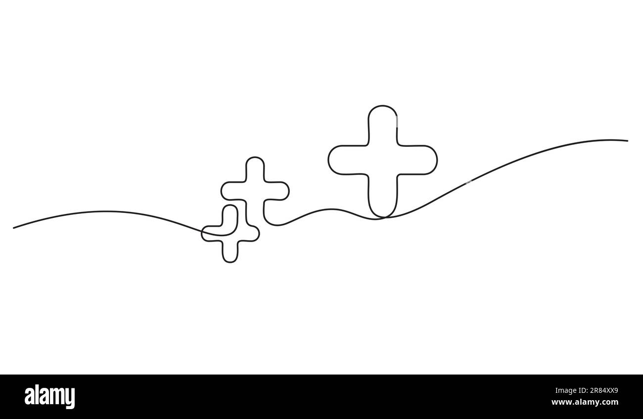 plus one line drawing in positive thinking and business growth vector ...