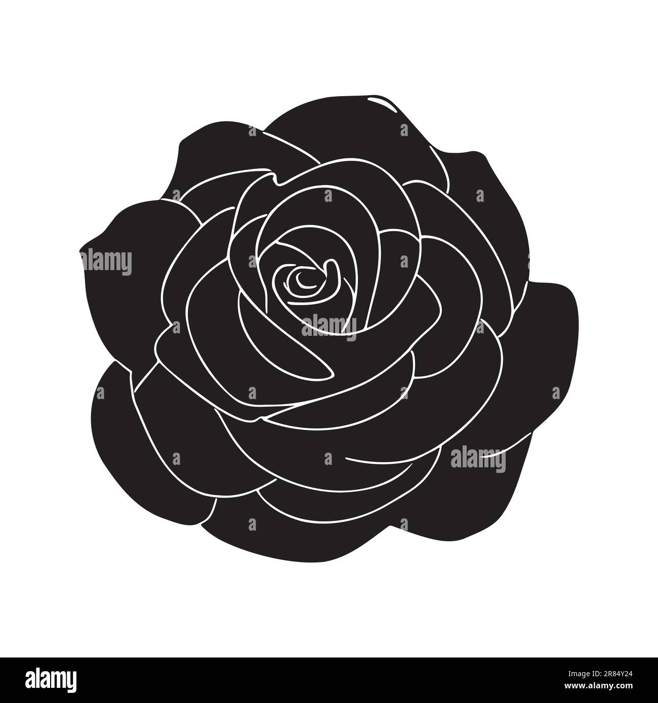 Rose flower silhouette logo isolated on white background, vector icon ...