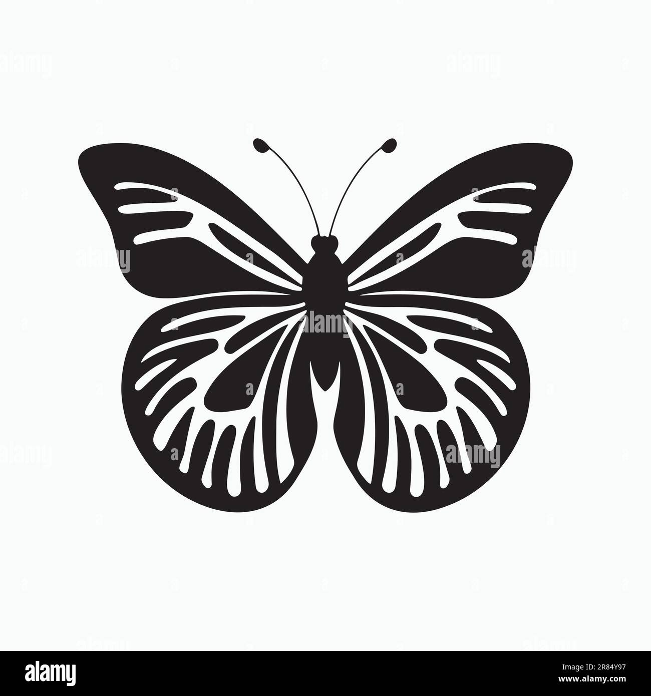 Silhouette of butterfly. Monochrome vector illustration on white ...