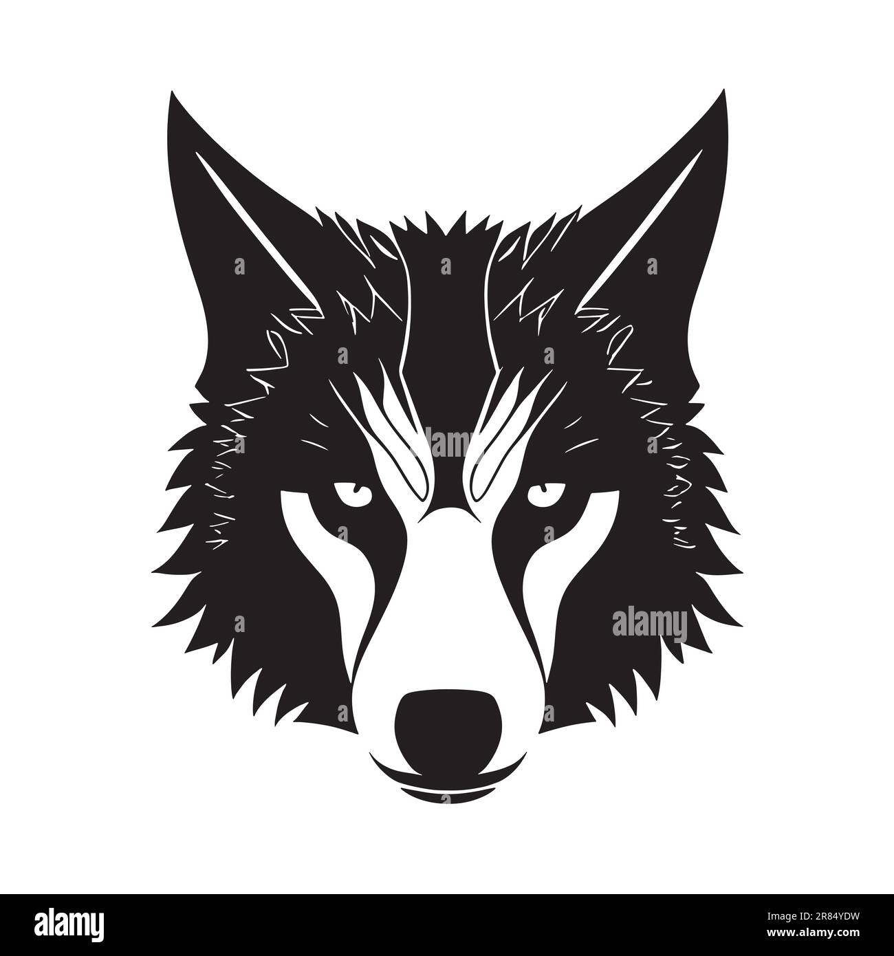 Wolf head black and white vector icon. Template for logo, emblem or ...