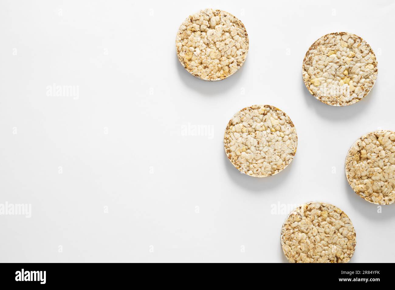 Creative layout made of rice cakes on the white background Stock Photo ...