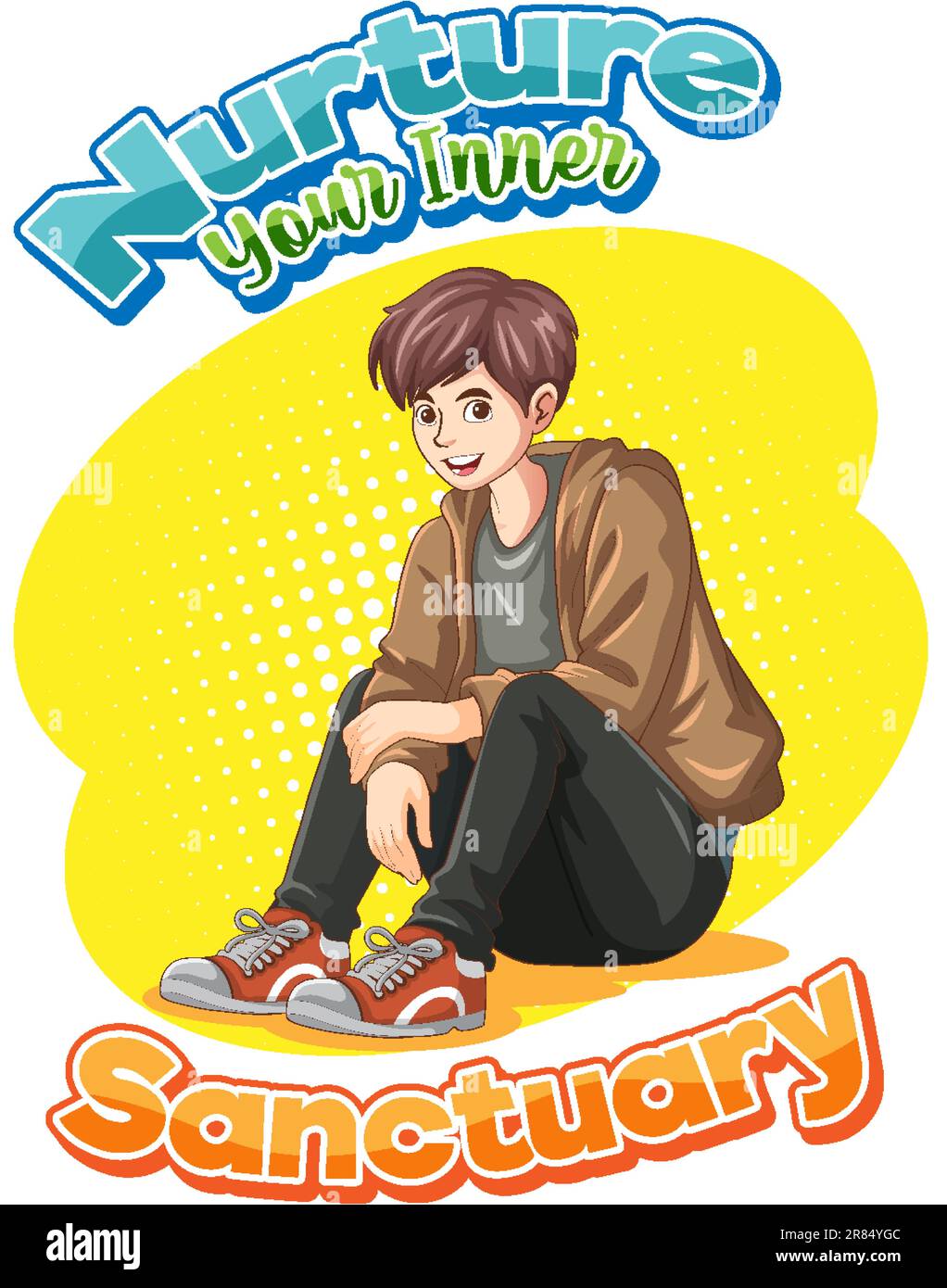 Inspirational Quotes with Teenage Character illustration Stock Vector ...